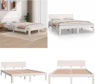 vidaXL Massivholzbett Wei&szlig; Kiefer 140x200 cm - Holzbett - Kiefernholzbett - Doppelbett - Wei&szlig;es Bett - Modernes Bett - Home & Living