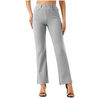 Generic Pantalon habillé pour femme - Pantalon de travail décontracté - Bouton extensible et léger - Avec poches, gris, XXL