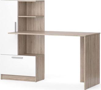 Vicco Schreibtisch Tomy, Arbeitstisch für das Büro, Sonoma/Weiß, 150 x 59 cm