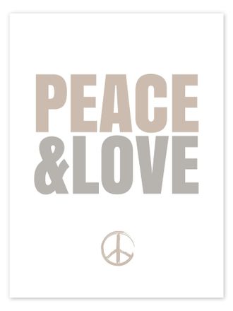 Posterlounge Peace & Love I Poster von Typobox 50 x 70 cm Beige Wandbilder Wanddeko