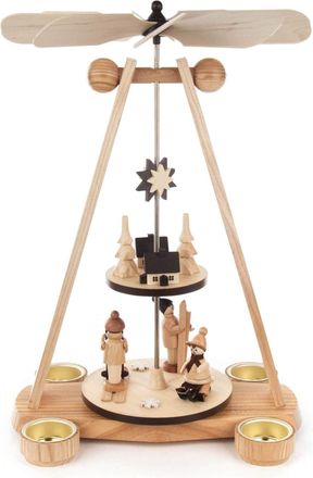 Rudolphs Schatzkiste Weihnachtsdeko Tischpyramide Winterzeit Natur BxHxT 25x40x19cm NEU Tischdekoration Dekoration Weihnachten W&auml;rmespiel Lichter Figur Holz Seiffen Erzgeb