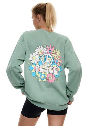 Worldclassca Longsweatshirt Worldclassca Oversized Sweatshirt PEACE Print Langarm Oberteil Pullove