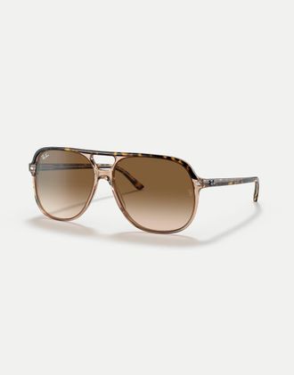 Ray-Ban Bill - Lunettes de soleil carr&eacute;es &agrave; verres marron - Havane et marron transparent