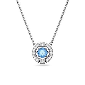 Swarovski Collier Una, Taille ronde, Bleu, Métal rhodié