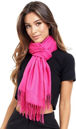 Glamexx24 Schal Damen Winterschal Gef&uuml;hl Langer Schal mit Fransen Baumwolle Warm Herbst Winter Unifarben Deckenschal und T&uuml;cher 200 x 74 cm