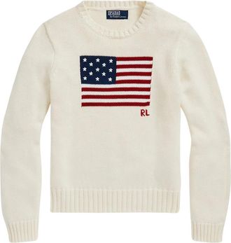 Ralph Lauren Femme, Pulls, Beige, Taille: 38 FR Flag Sweater