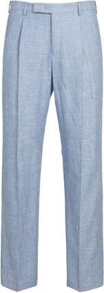 PT01 Pantalon &agrave; plis en coton et lin textur&eacute;