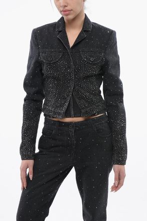 Off-white Cropped-Fit Denimjacke BLING mit Kristallen Off-White