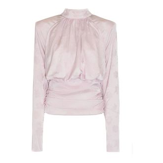 Rotate Rotate Birger Christensen, Femme, Blouses et Chemises, Rose, Taille: 40 FR Blouse &agrave; Col Montant en Satin