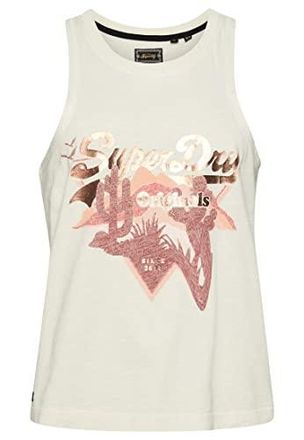 Superdry Camiseta de Chaleco Robe, Off White Slub, 34 Femme
