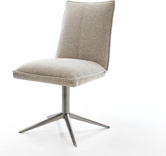 DELIFE Drehstuhl Lelio-Flex Webstoff Soft Beige Fußkreuz Graphit 360° drehbar Wippfunktion Taschenfederkern, Esszimmerstühle