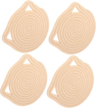 Valiclud 4 Stück Hitzebeständige Baumwoll Tischsets mit Katzenohren Design Handgewebte Platzsets rutschfest Dekorative Untersetzer für Esstisch Hitzeisolierend