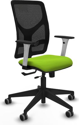 Piqueras y Crespo Stuhl mit Lendenwirbelst&uuml;tze mit wei&szlig;en und schwarzen Armlehnen, ausgestattet mit Syncro/Traslack und Schneideschaum, mit Rollen 65 mm, Parkett, Schwa