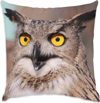 Fabulous Kissen aus Samt, weiß, Eule / Großherzog / Tierwelt, Vögel, Rasselfrass, 40 x 40 cm, samtige Haptik, inkl. Bezug und Kissen