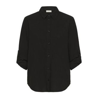 Kaffe Schwarze Tiefe Kurzarmbluse - - Blouses & Shirts - Damen - Schwarzk - L