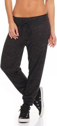 Malito more than fashion Malito Femme Boyfriend Pantalon Supersoft Doux Mouchet&eacute; Baggy Harem Aladin Yoga 5381 (Gris fonc&eacute;)