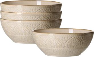 Ritzenhoff & Breker Omara Schalen 4er Set, 23 cm, Suppenschalen mit orientalischer Relief-Ornamentik, Individuelle Farbverläufe durch Reaktivglasur, Spülmaschinenfest, St