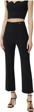 Elisabetta Franchi Femme, Pantalons, Noir, Taille: 38 FR Pantaloni in doppio cr&ecirc;pe stretch