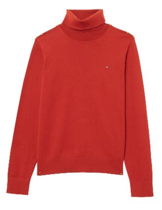 Tommy Hilfiger Damen Pullover mit Rollkragen, Rot (Dark Magma), XL