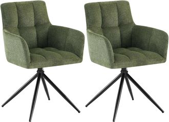 Clp Esszimmerst&uuml;hle 2er Set, Sessel Jonah drehbar mit Armlehnen, modern Drehstuhl mit Stoff f&uuml;r Wohnzimmer 150 kg belastbar, Farbe:gr&uuml;n