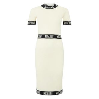 Moschino Figurbetontes Midikleid mit Logo - - Dresses - Damen - Wei&szlig; - XS