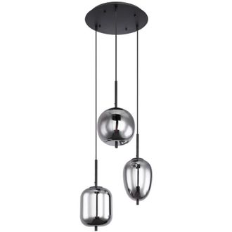 Globo Lighting suspension - Blacky - noir - verre verre fum&eacute; - &oslash; 46cm
