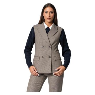 Kocca Femme, Vestes, Beige, Taille: 40 FR Gilet Professionnel Crois&eacute; &agrave; Carreaux L&eacute;gers