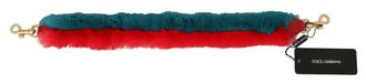 Dolce & Gabbana Womens Red Blue Rabbit Fur Leather Shoulder Strap Lapin Bag