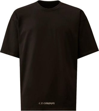 C.P. Company 1020 Jersey Kurzarm-T-Shirt mit Schablone - - Tops - Herren - Schwarzk - L