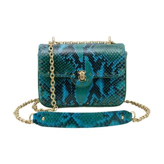 CLARIS VIROT Femme, Sacs, Vert, Taille: ONE Size Mini sac en python avec fermoir scarabée