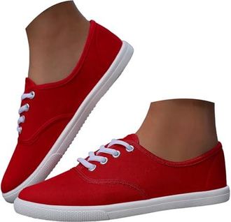 Generic Chaussures basses &agrave; enfiler pour femme - Baskets tendance en toile d&eacute;contract&eacute;es pour femme - Confortables - Respirantes - Semelle int&eacute;rieure rembourr