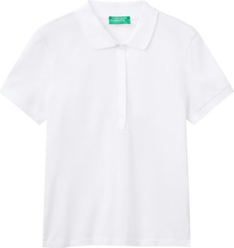 Benetton Damen Maglia Polo M/M 3tqjd300w Polohemd, Weiß, Large