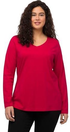 Ulla Popken Shirt Manches Longues, Rouge, 52-54 Femme