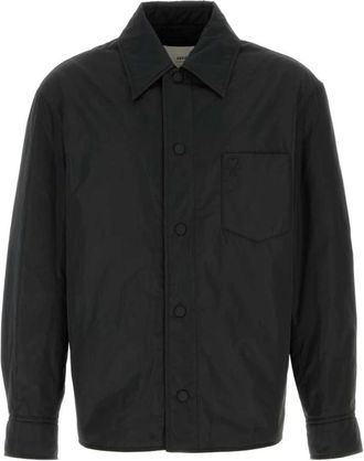 Ami Homme, Vestes, Noir, Taille: S Surchemise avec Badge Ami de Coeur Brod&eacute;
