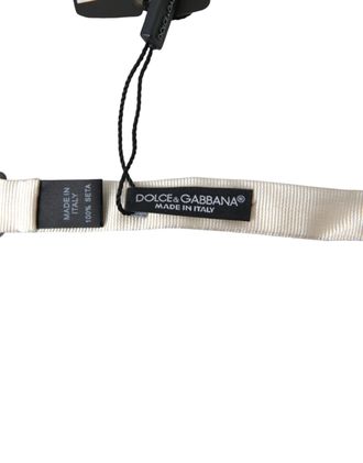 Dolce & Gabbana Mens White Silk Slim Adjustable Neck Papillon Bow Tie