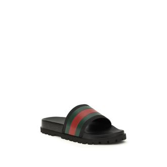 Gucci Mens Black Rubber Slippers
