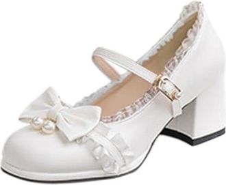 Generic Chaussures rétro 2026 pour adolescentes et femmes à talon épais et bout mary, escarpins confortables en similicuir pour bureau, rendez-vous galant, nu