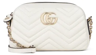Gucci Womens Camera Bag Marmont White Leather Lambskin Shoulder