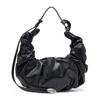 Diesel Schwarze Schultertasche mit Oval-D Detail - - Bags - Damen - Schwarzk - ONE SIZE