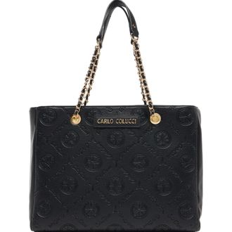 Carlo Colucci Femme, Sacs, Noir, Taille: ONE Size Shopper avec logo en relief
