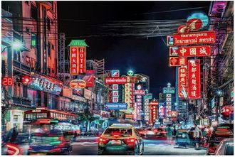 artboxONE Poster 30x20 cm Städte Bangkok by Night hochwertiger Design Kunstdruck - Bild Bangkok Architektur Asia