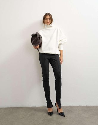 Topshop pantalon &agrave; bas zipp&eacute;s noir
