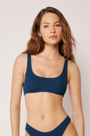 Calzedonia Bustier-bikinioberteil Crinkle Waves Blau