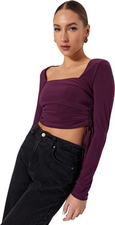 Trendyol Trendyol Womens Damen Gerade Lange Ärmel Schlank Bluse Blouse, Purple, Small