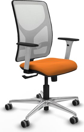 Piqueras y Crespo Schreibtischstuhl mit Rollen aus Silikon, mit wei&szlig;en und schwarzen Armlehnen, h&ouml;henverstellbare Lendenwirbelst&uuml;tze, 3 Positionen, Wei&szlig; / Orange
