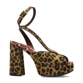 Etro Femme, Chaussures, Brun, Taille: 39 EU Sandales &agrave; plateforme en daim avec motif animalier