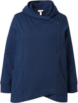 Ulla Popken Sweatjacke Sweatjacke asymmetrisch Kapuze Biobaumwolle