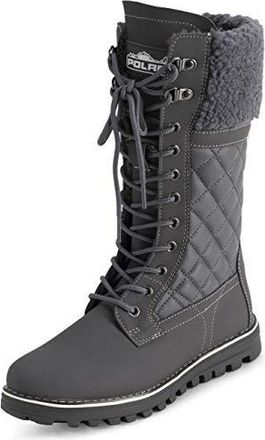 Polar r Femmes Fausse Fourrure Chaude Thermique Imperméable En Marchant Neige Lhiver Semelle En Caoutchouc Bottes - Gris Cuir - UK9/EU42 - YC0613