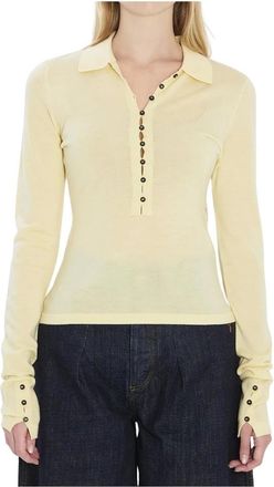 Jacquemus Femme, Pulls, Jaune, Taille: 38 FR Cropped V-Neck Knit Cardigan