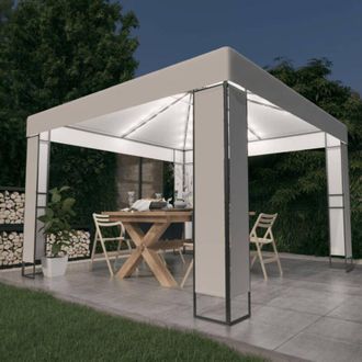 vidaXL Vidaxl - Tonnelle avec double toit et lumi&egrave;res led 3x3 m Blanc